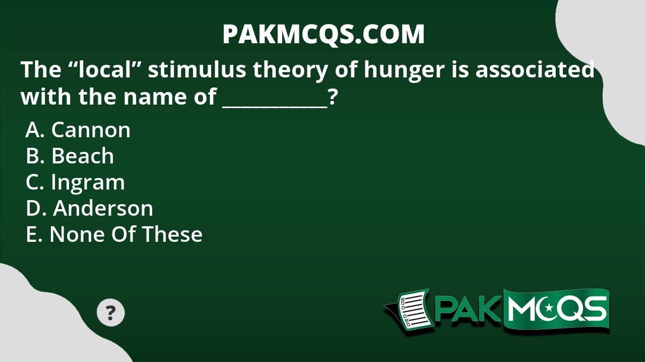 The “local” stimulus theory of hunger is associated with the name of ...
