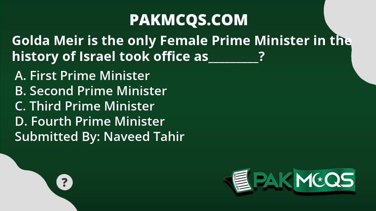 Golda Meir is the only Female Prime Minister in the history of Israel ...
