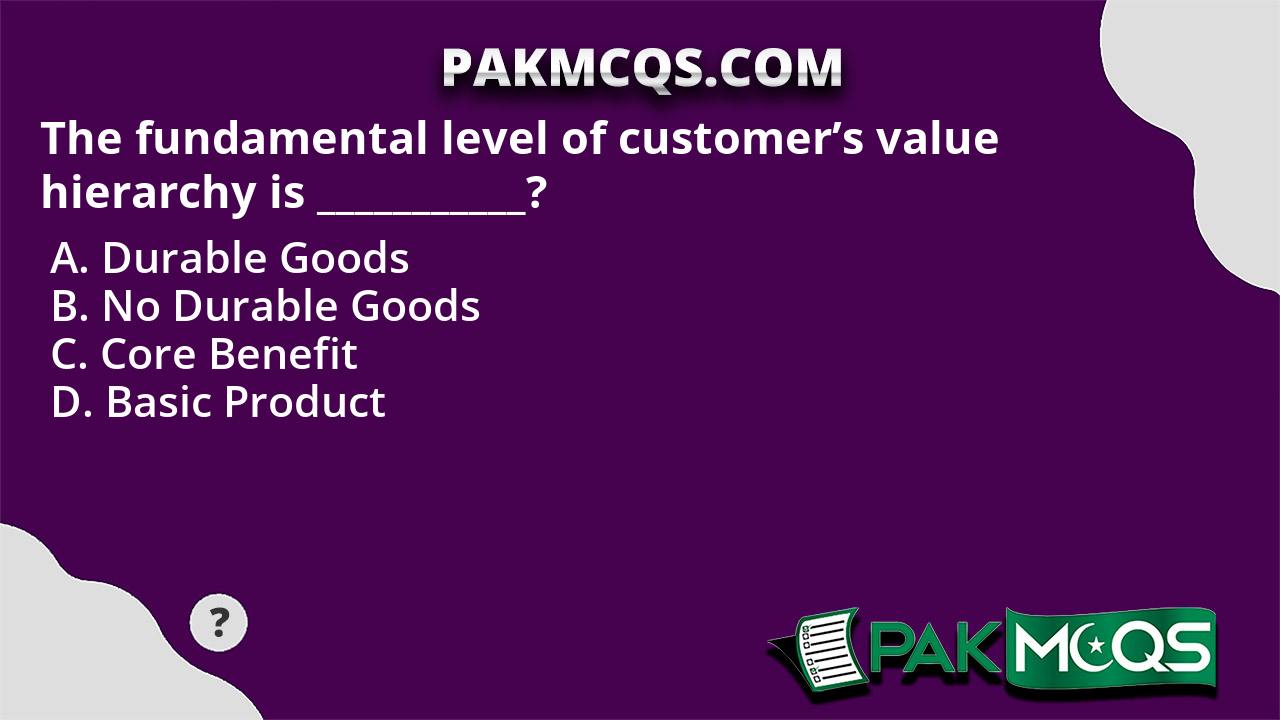 The fundamental level of customer's value hierarchy is ...