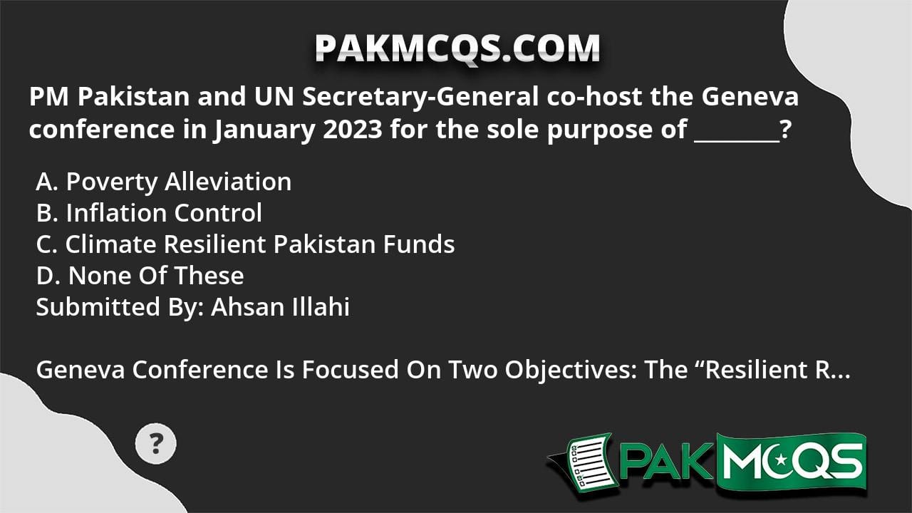 PM Pakistan and UN Secretary-General co-host the Geneva conference in ...