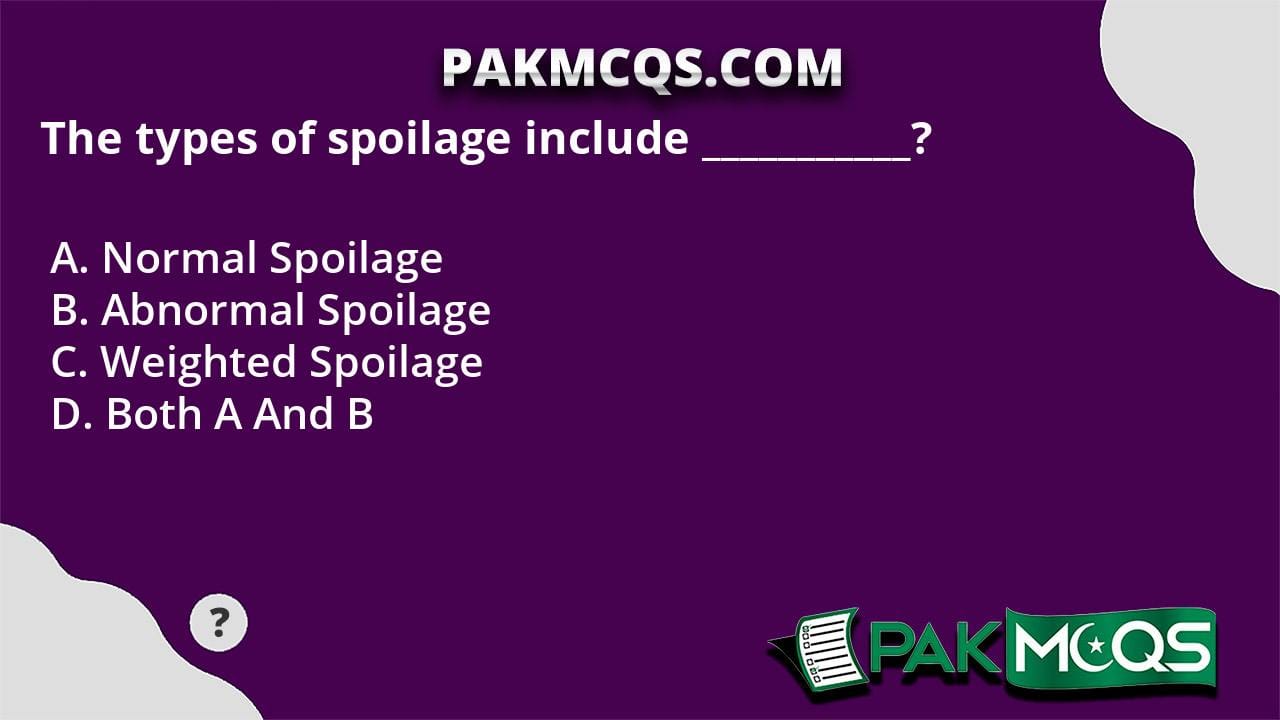 The types of spoilage include ___________? - PakMcqs